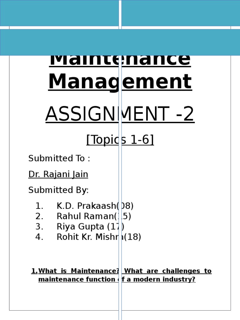 Maintenance Management | PDF | Scheduling (Computing) | Goal