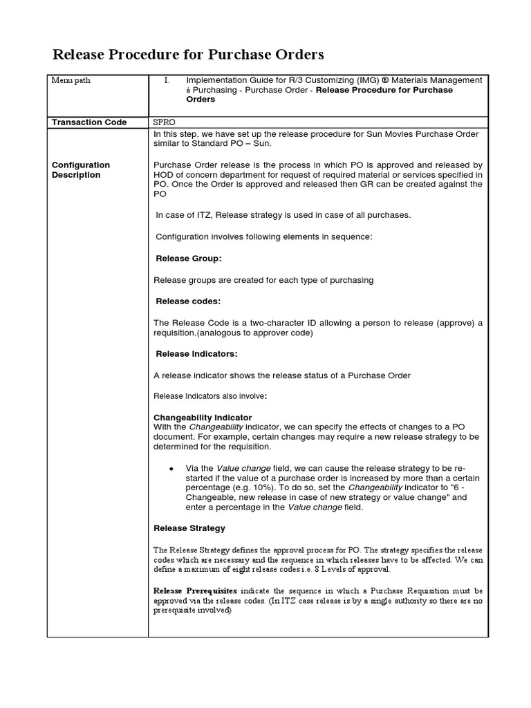 Release Procedure For PO | PDF | Computer Programming | Areas Of ...
