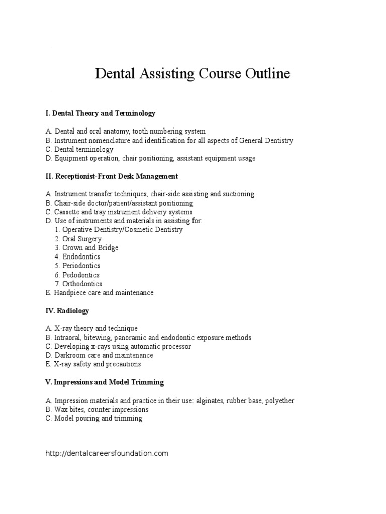 Dental Assisting Course Overview | PDF