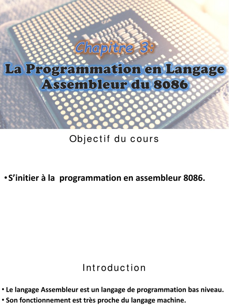 Chapitre3 Programmation en Assembleur 8086 PDF | PDF | Structure de contrôle | Assembleur