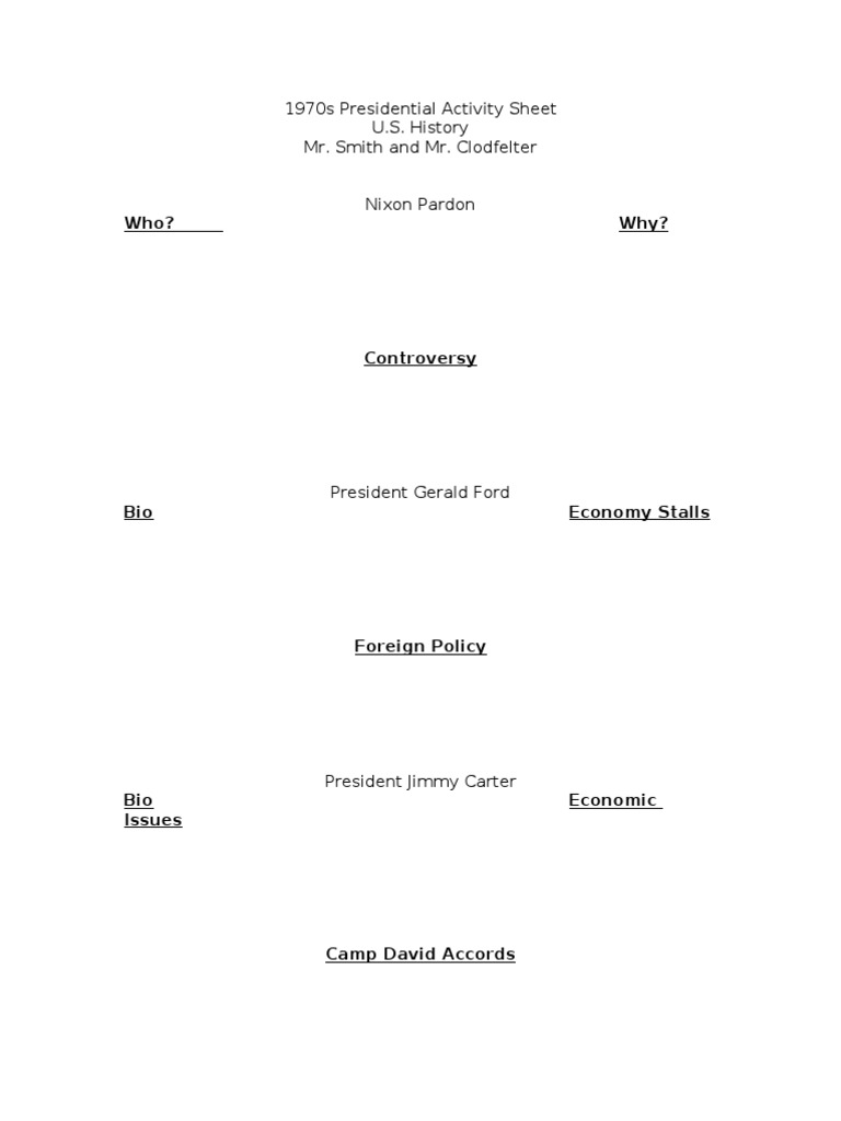 1970s U.S. Presidents Study Guide | PDF | Politics