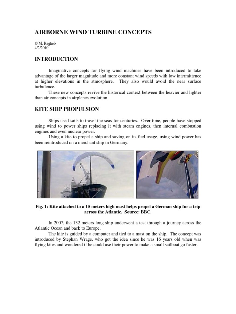Airborne Wind Turbine Concepts | PDF | Helicopter Rotor | Wind Power