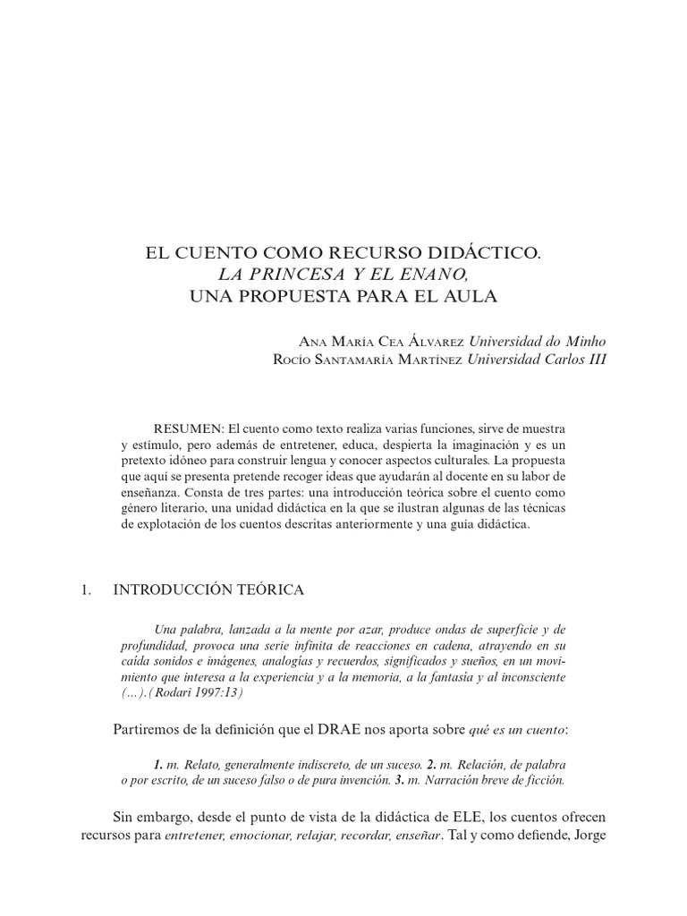 Libro El Cuento Como Recurso Didactico | PDF | Cuentos | Aprendizaje