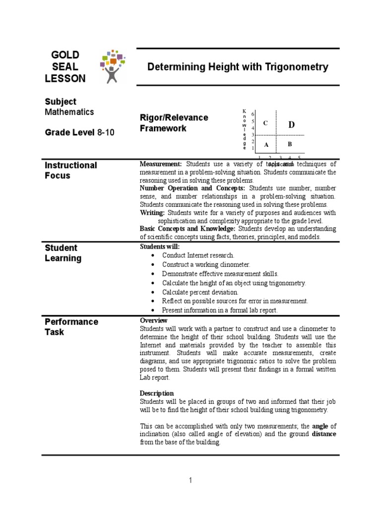 Determining Height With Trigonometry | PDF | Educational Psychology ...