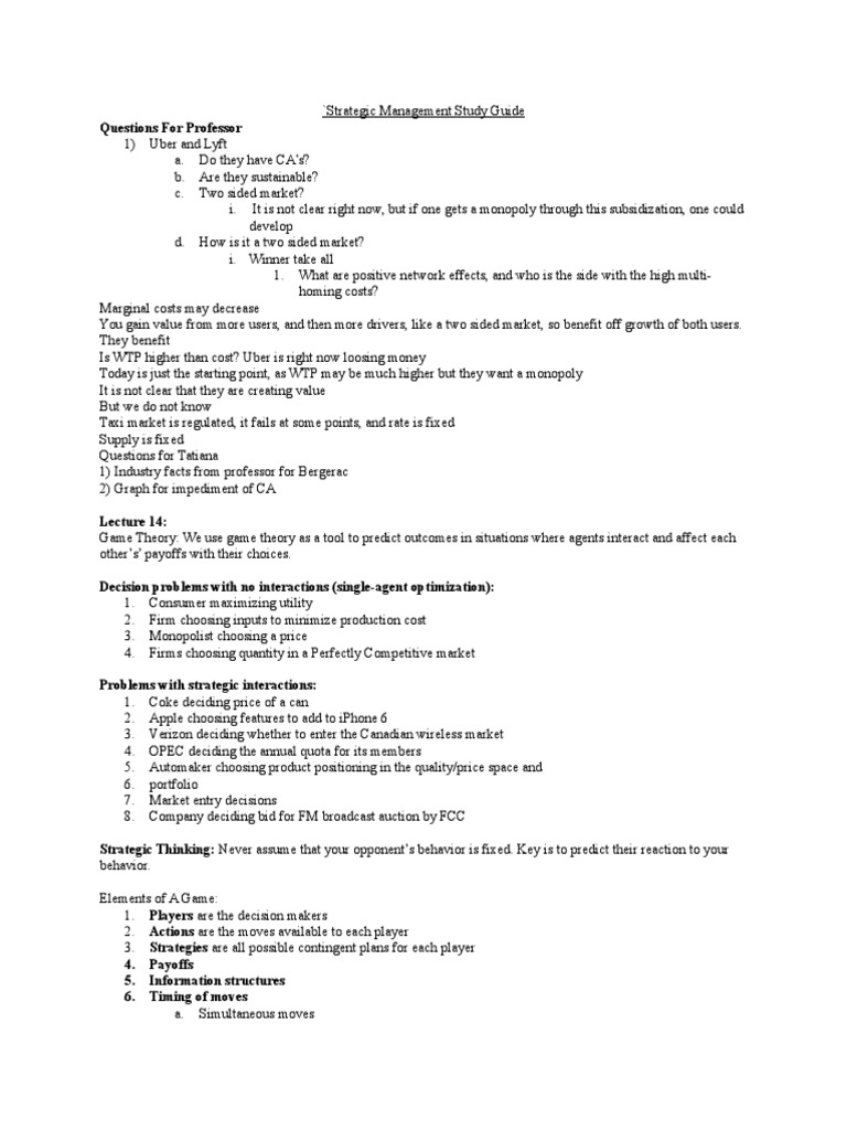 Strategic Management Study Guide FINAL | PDF | Business | Business ...
