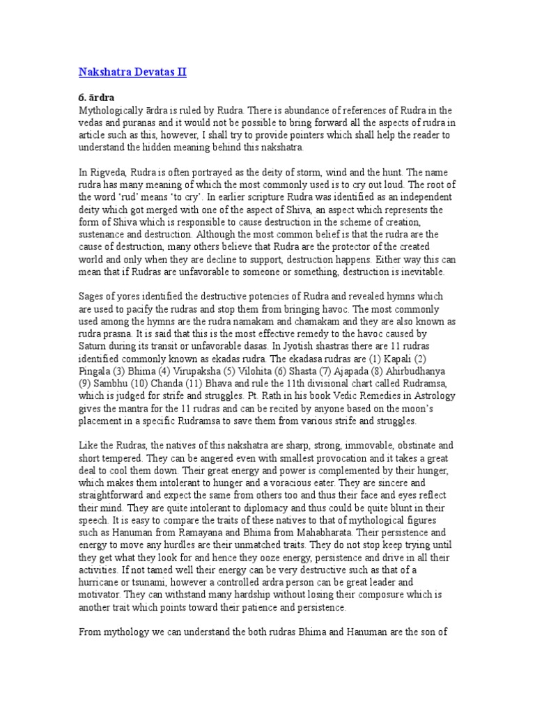 Nakshatra Devatas II | PDF | Shiva | Hindu Mythology