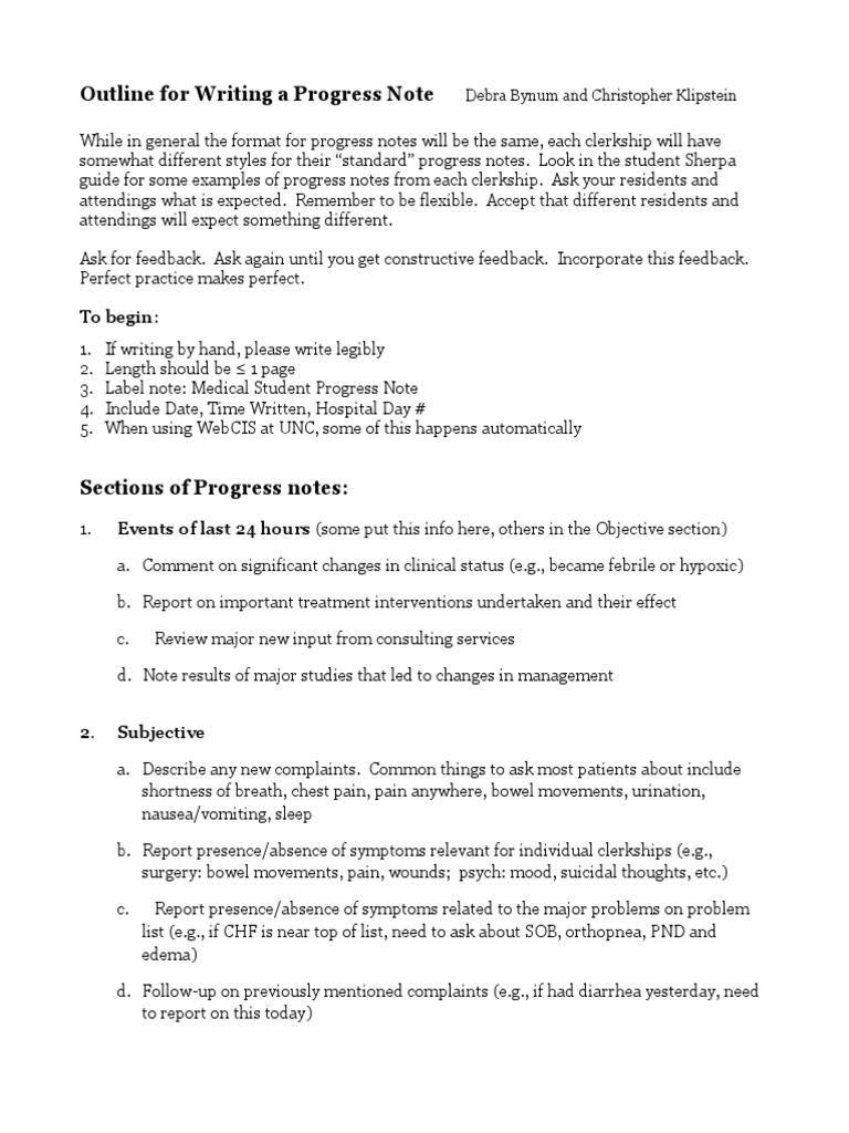 Outline Prog Note | Physical Examination | Pain | Free 30-day Trial ...