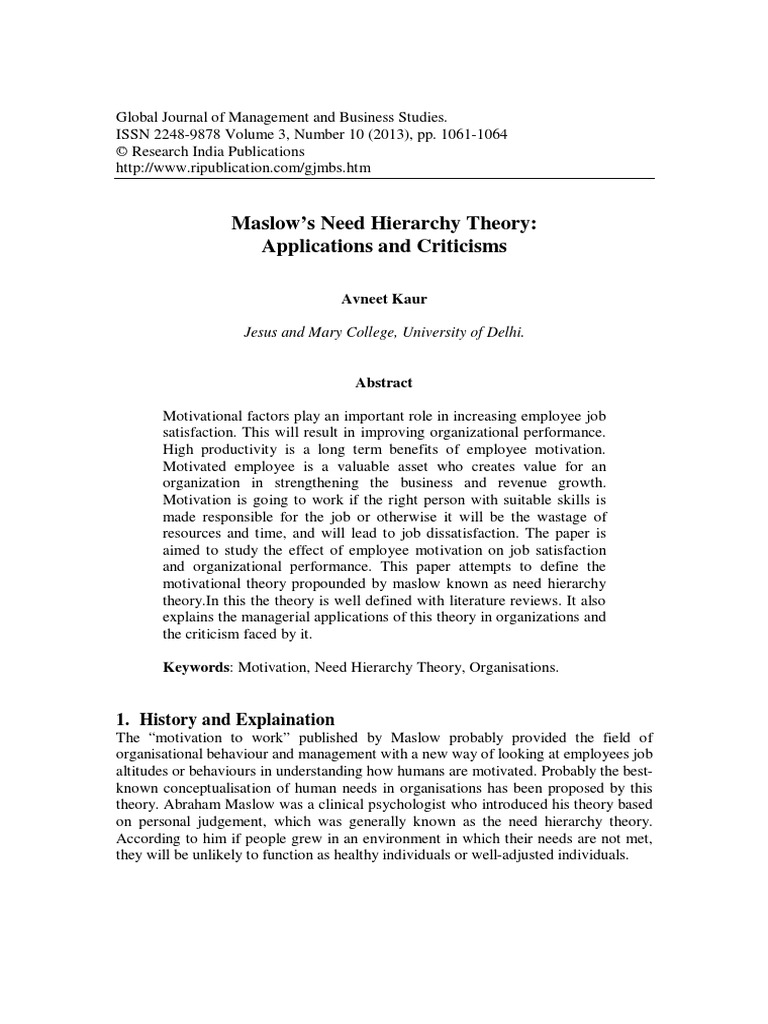 Maslow's Theory | PDF | Self Actualization | Motivation