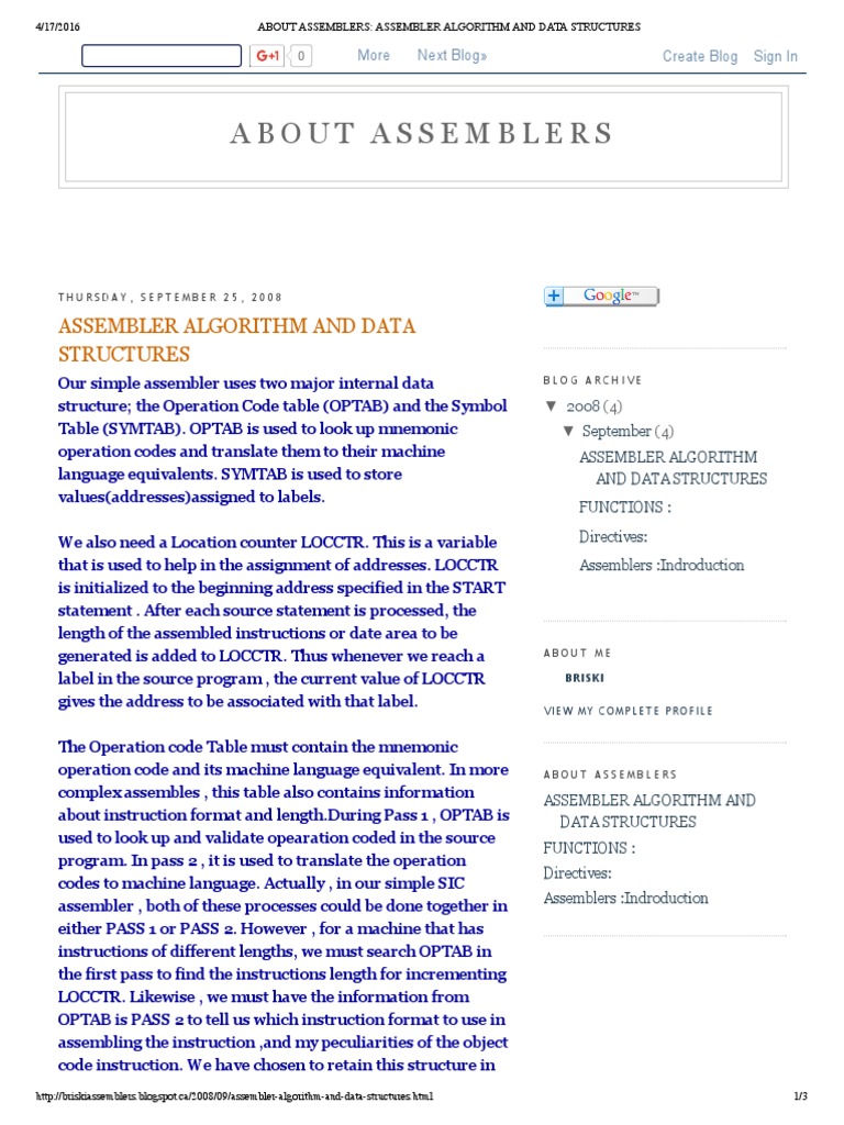 About Assemblers - Assembler Algorithm and Data Structures PDF | PDF | Assembly Language ...