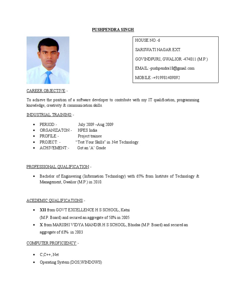 Software Developer Resume of Pushpendra Singh | PDF | Computers