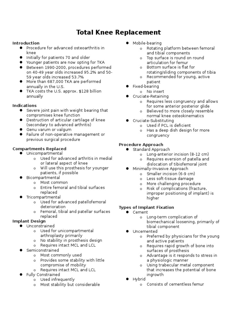 TKR Handout | PDF | Knee | Joints