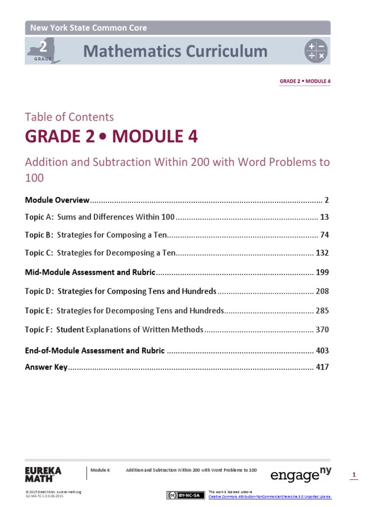 Math g2 m4 Full Module | PDF | Common Core State Standards Initiative | Subtraction