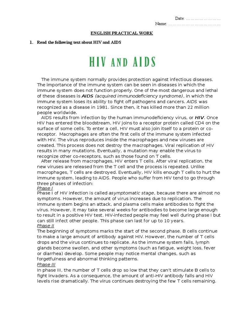 Reading Comprehension: HIV | PDF | Hiv/Aids | Virus
