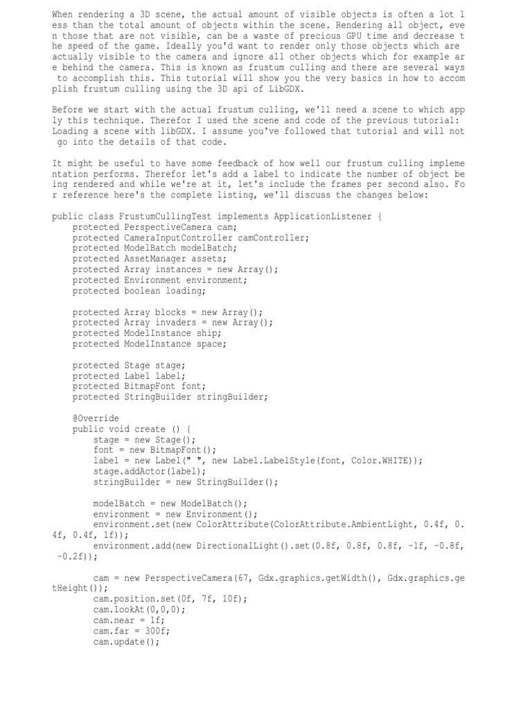 Frustum Culling with LibGDX | PDF | 3 D Computer Graphics | Software ...