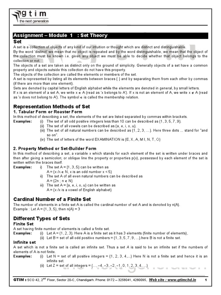 Worksheet 1 Set Theory Set Mathematics Algebra