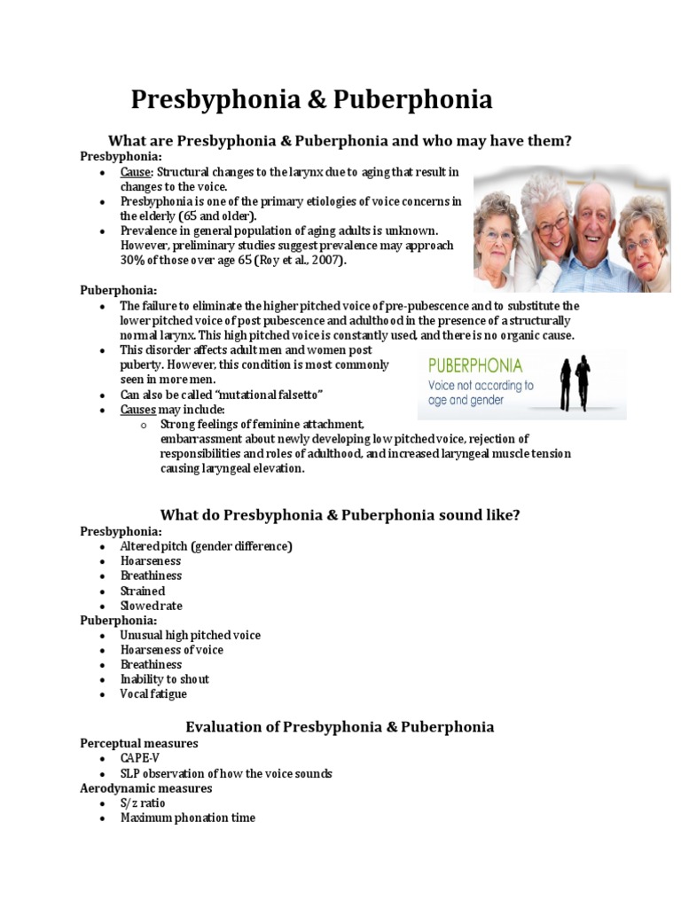 Presbyphonia and Puberphonia Fact Sheet | PDF | Larynx | Human Voice