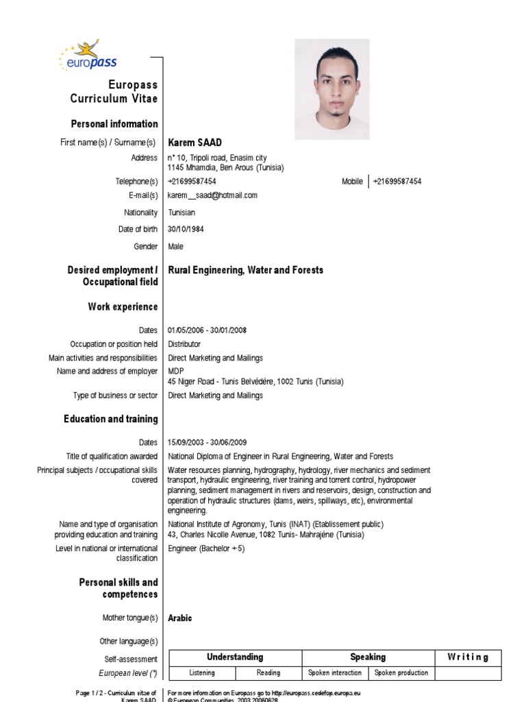 Europass CV Karem EG | PDF | Tunisia
