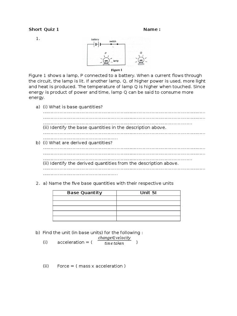 Short Quiz 1 1.2 Student | PDF