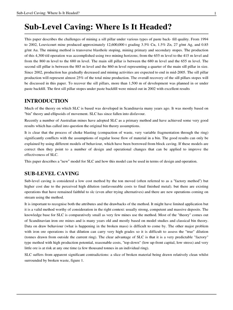 Sub-Level Caving | PDF | Iron Ore | Mining