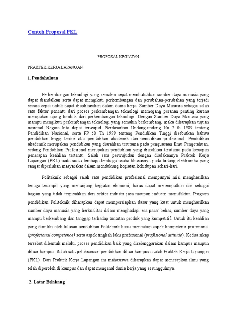 Contoh Proposal PKL | PDF