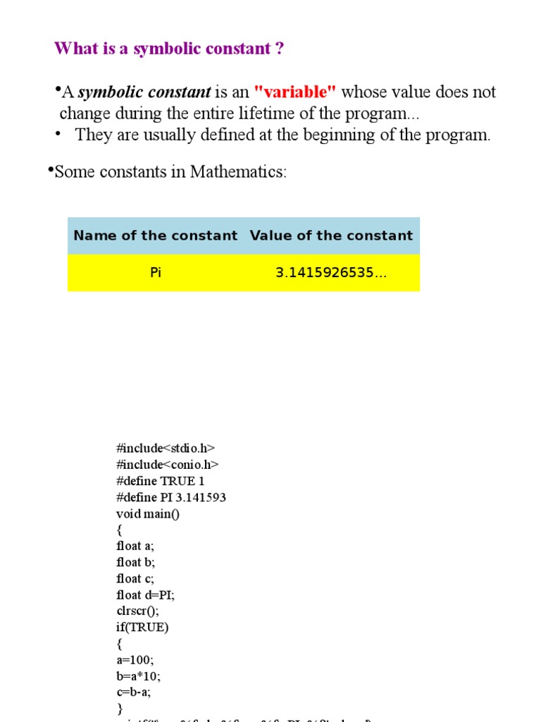 What Is A Symbolic Constant ? | PDF | Notation | Computer Engineering