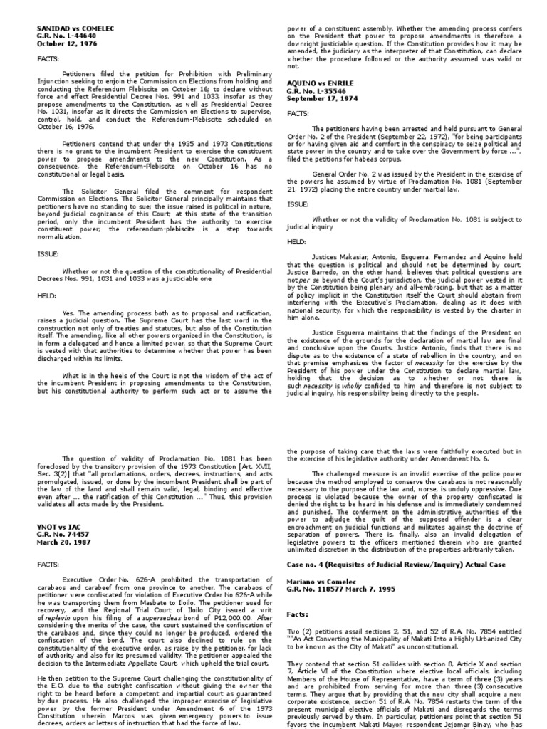 Consti Law - 1st Batch | PDF | Standing (Law) | Mootness