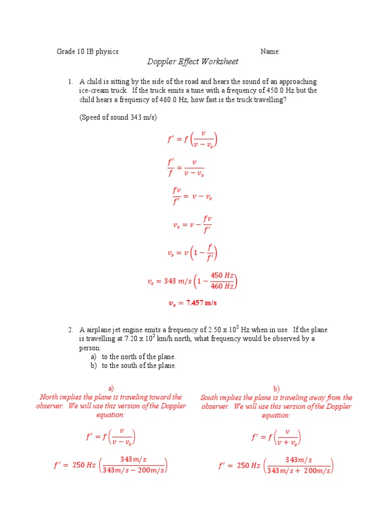Doppler Effect Worksheet | PDF | Language Arts & Discipline | Art
