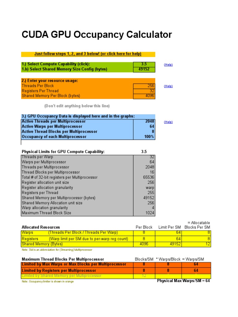 CUDA Occupancy Calculator | PDF | Thread (Computing) | Graphics ...