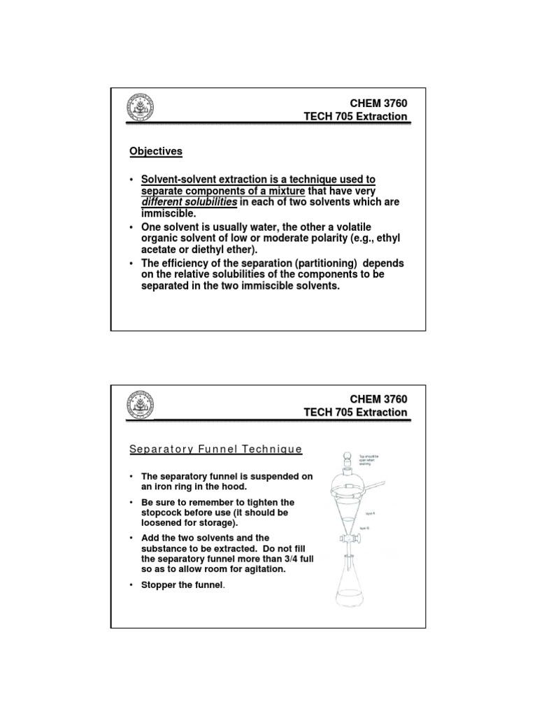 TECH 705 Extraction | PDF | Solvent | Chemical Substances