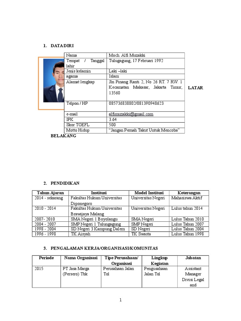 Curriculum Vitae M. Alfi Muzakki Edit | PDF | Ilmu Sosial