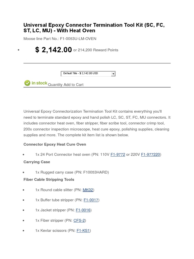 Universal Epoxy Connector Termination Tool Kit | PDF | Technology ...