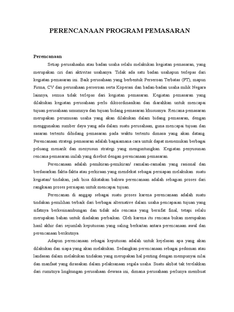 Perencanaan Program Pemasaran | PDF | Bisnis