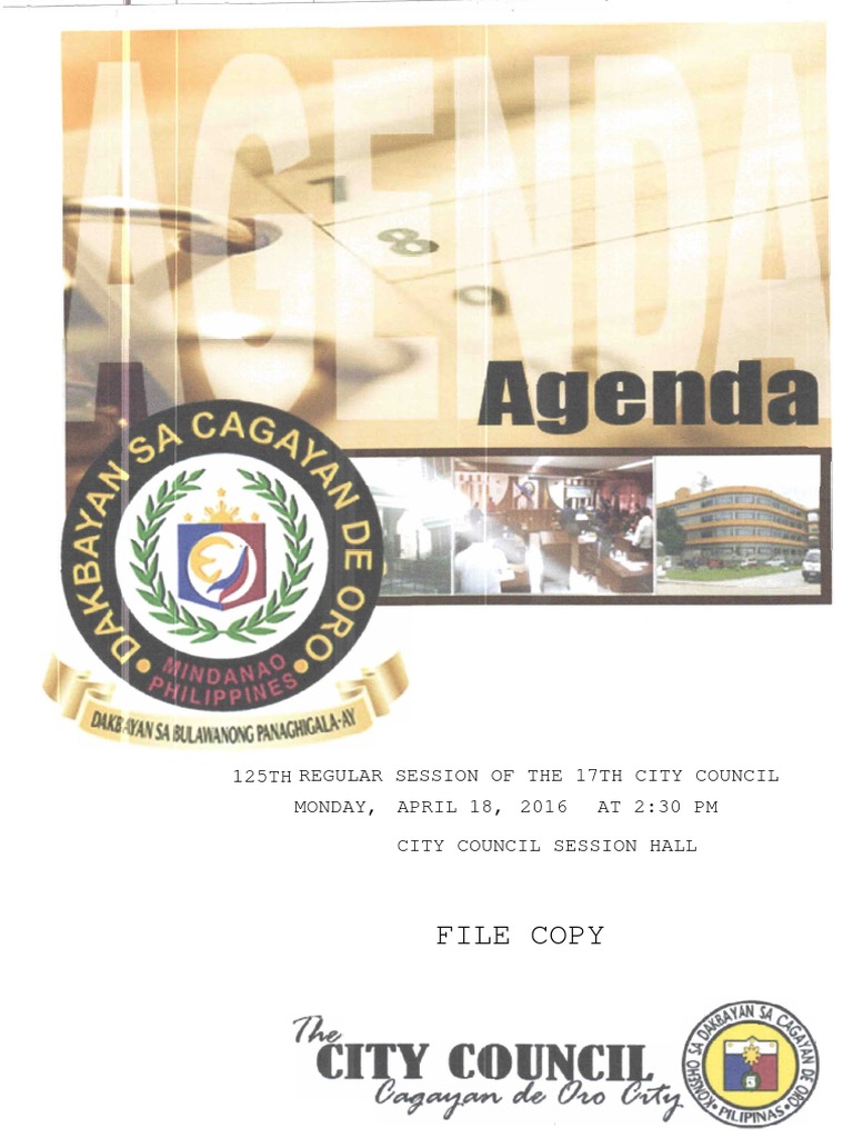 Agenda of The 125th Regular Session | PDF | Emergency Management ...
