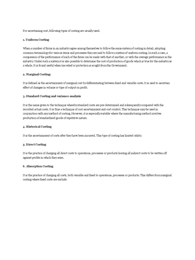 Costing Types | PDF | Business | Finance & Money Management