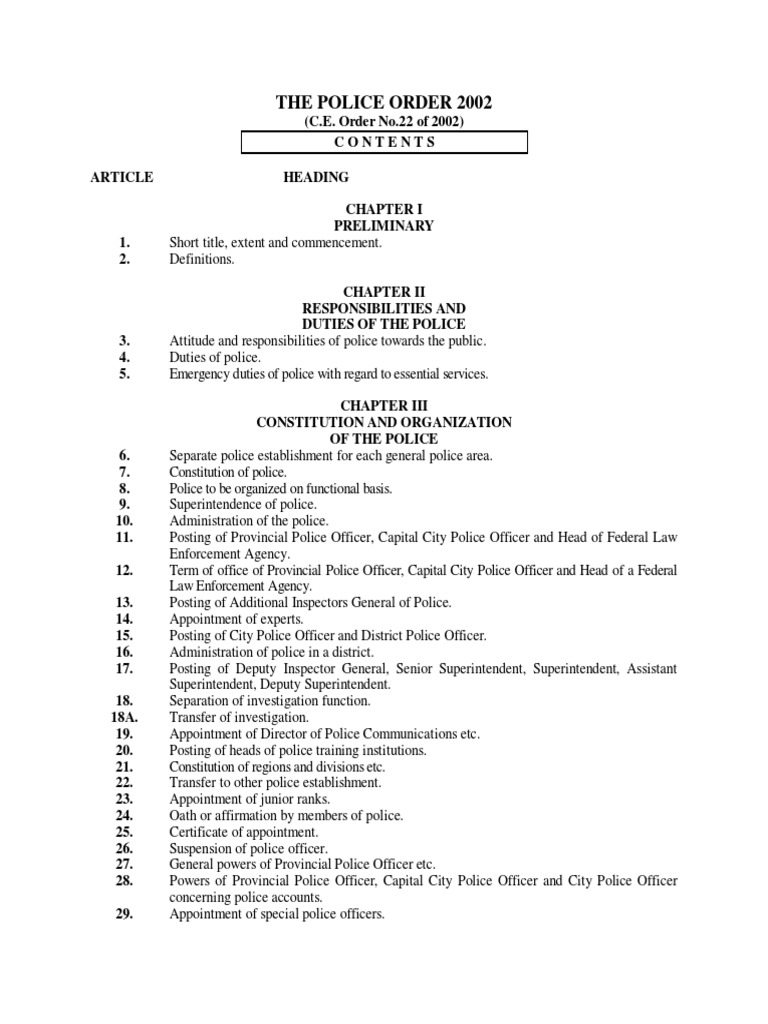 Police Order 2002 With Act 2013 | PDF | Police Officer | Police