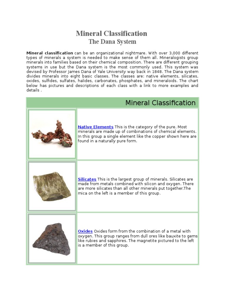 Mineral Classification | Download Free PDF | Minerals | Sodium Chloride