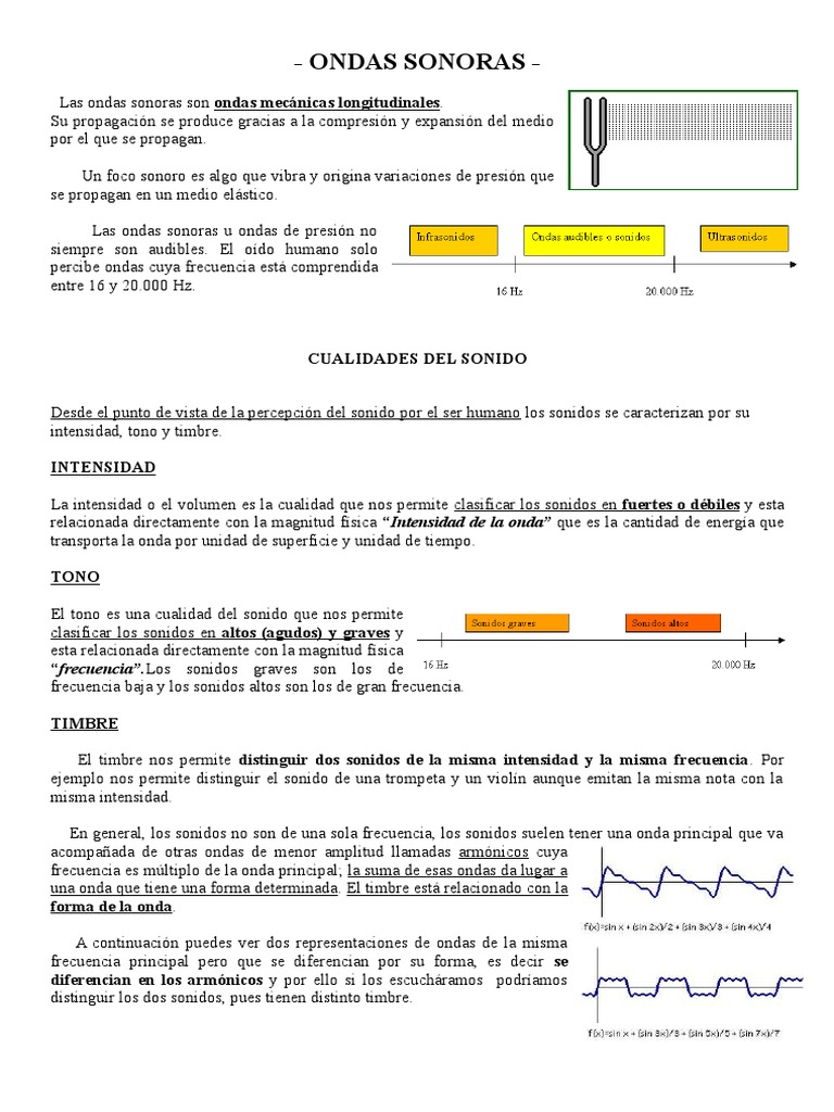 2º Bach. Sonido. Intensidad, Tono y Timbre | PDF | Sonido | Olas
