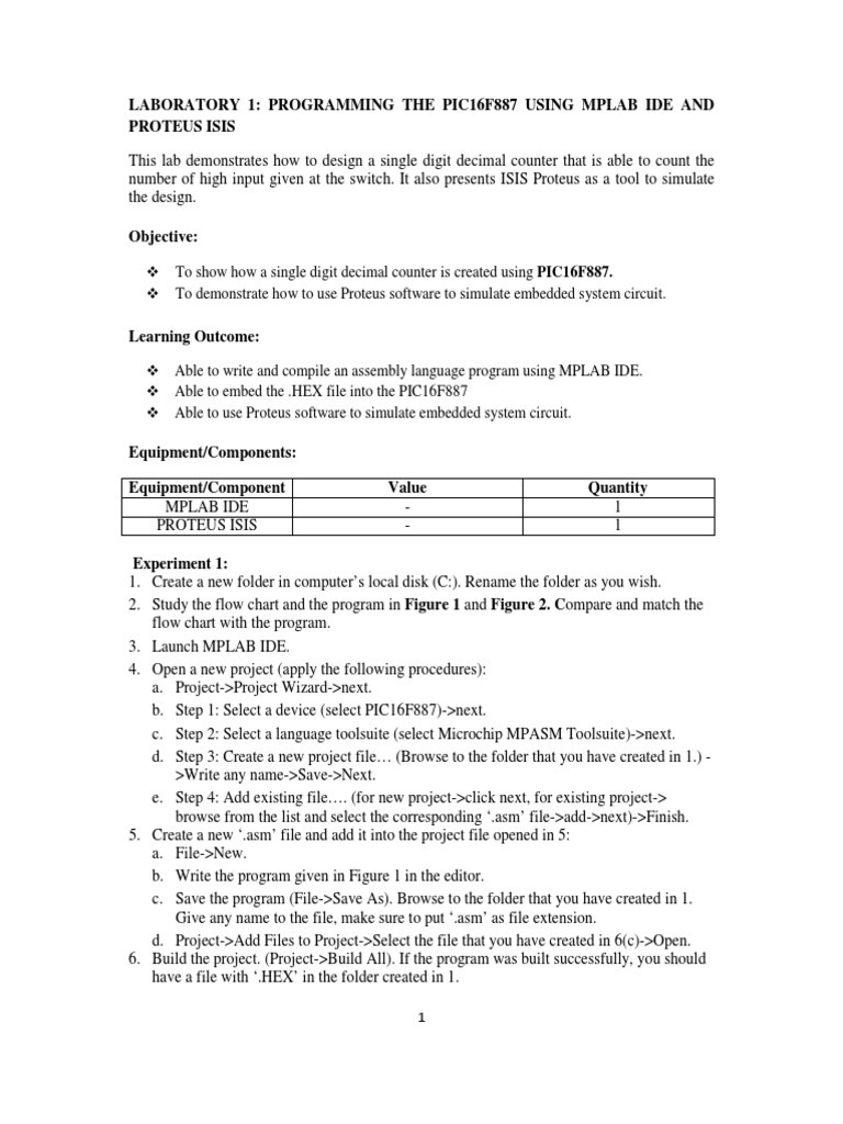 Lab 1 - Programming The Pic16f887 Using Mplab and Proteus Isis | PDF | Embedded System ...