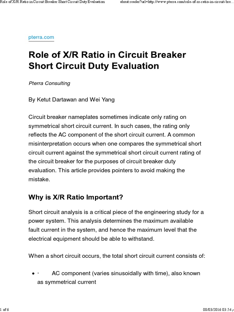 R Ratio in Circuit Breaker Short Circuit Duty Evaluation | PDF ...