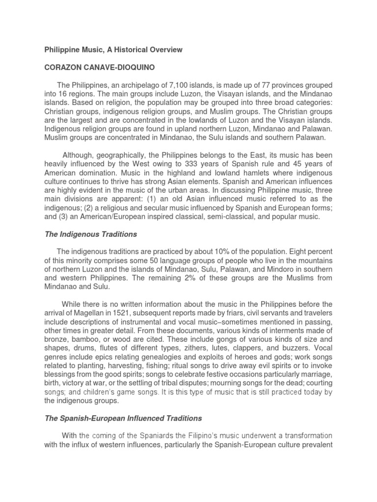Phil Music A Historical Overview - NCCA | PDF | Luzon | Philippines