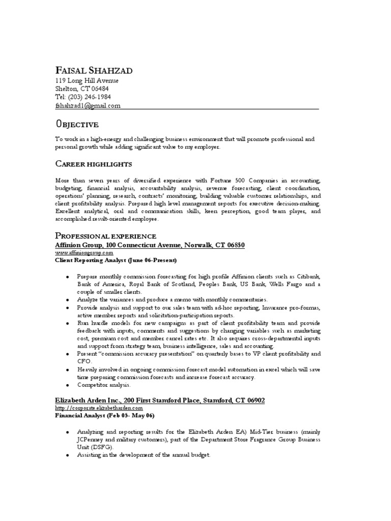 Faisal Shahzad Resume, CV | PDF