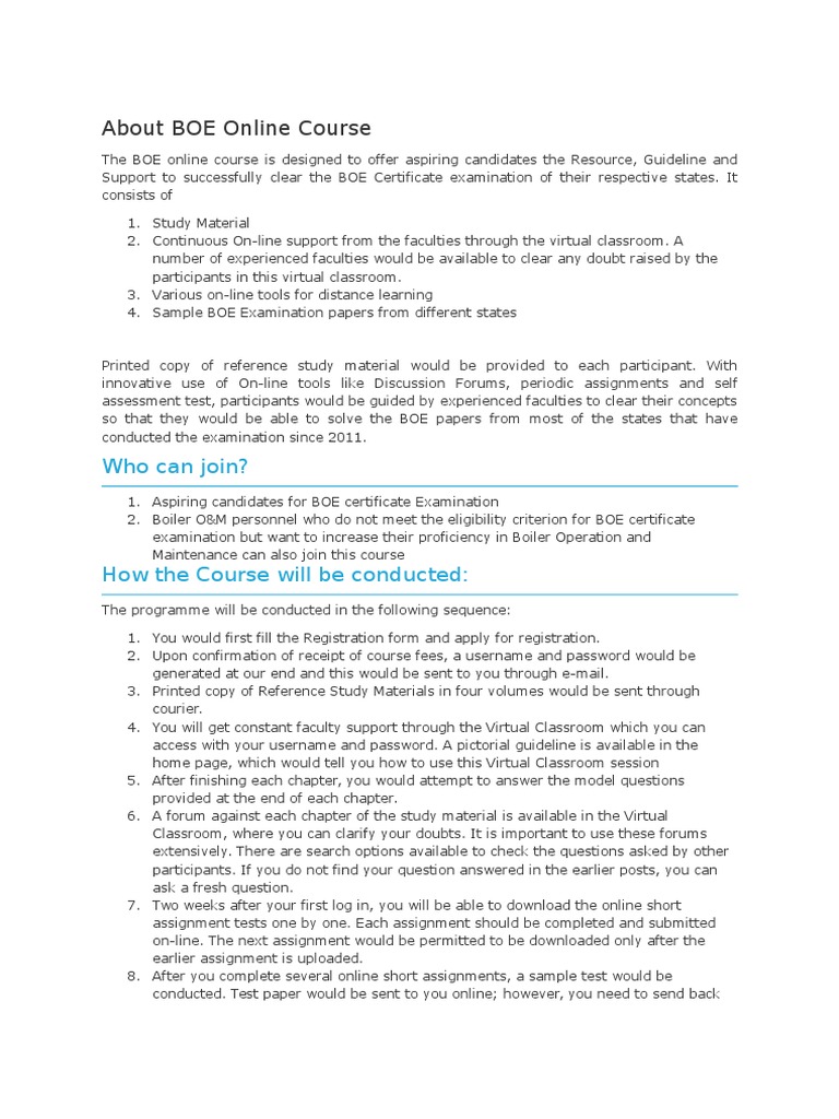 About BOE Online Course | PDF | Distance Education | Educational Technology