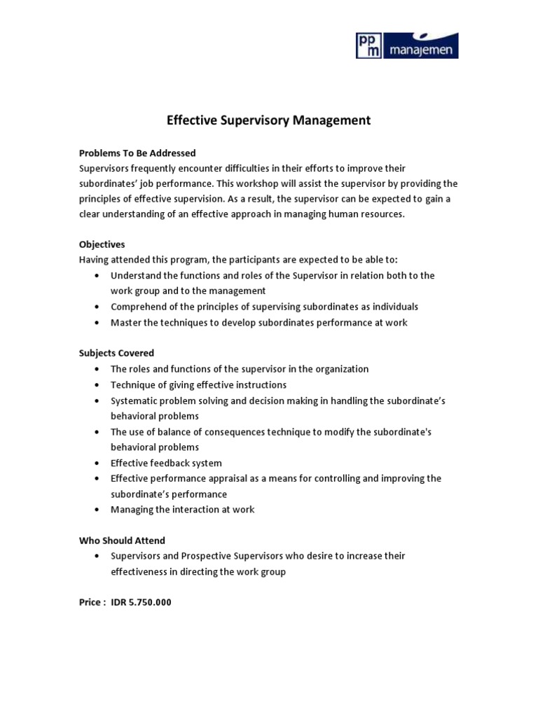 Effective Supervisory Management Training | PDF | Competence (Human Resources) | Human Resource ...