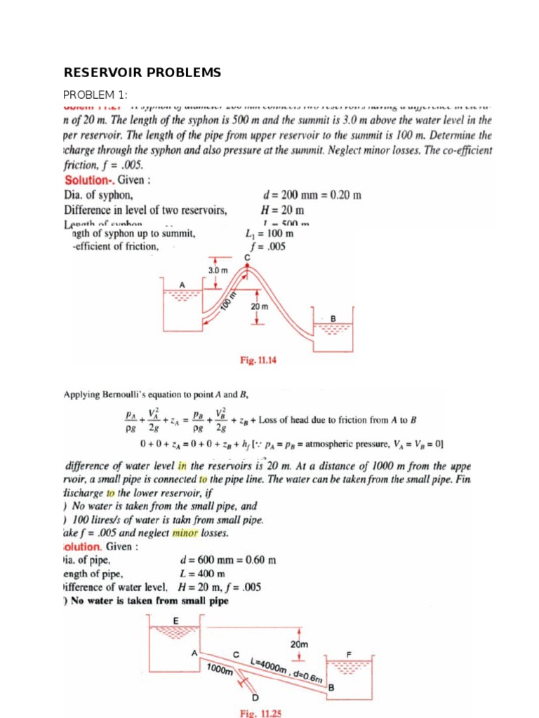 Reservoir Problems | PDF