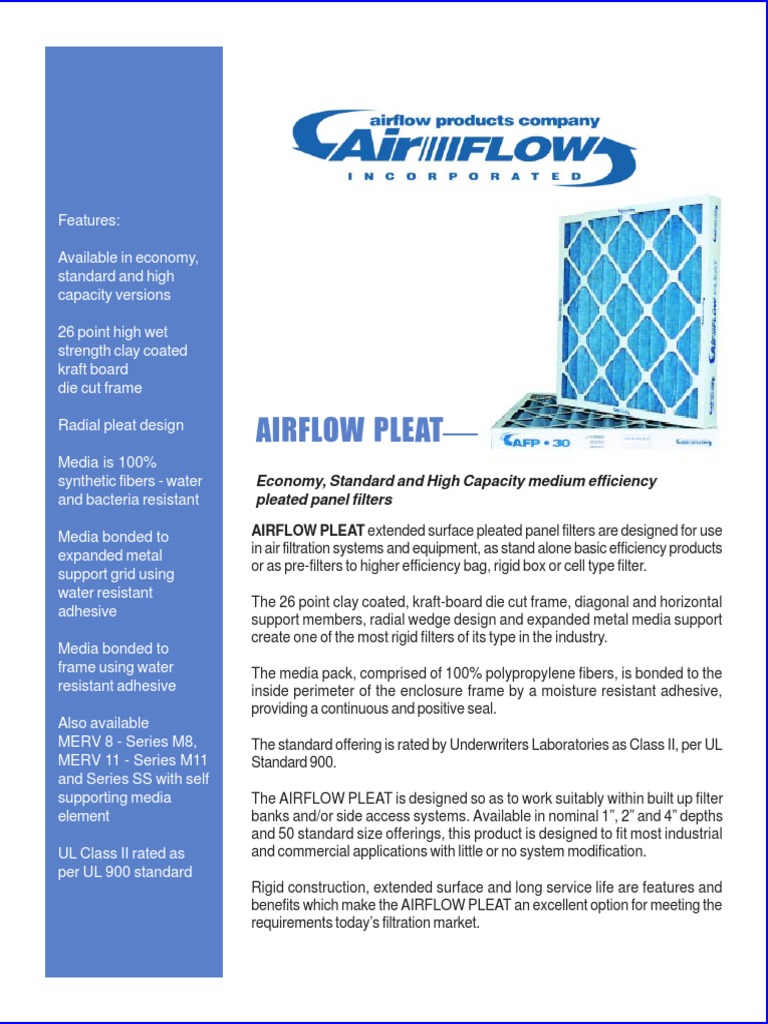 Air Flow MERV 8 High Cap Air Filters | PDF | Filtration | Adhesive
