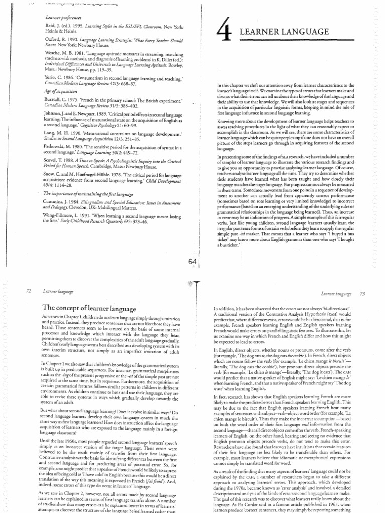 How Languages Are Learned (Oxford) - Chapter 4: Learner Language | PDF ...