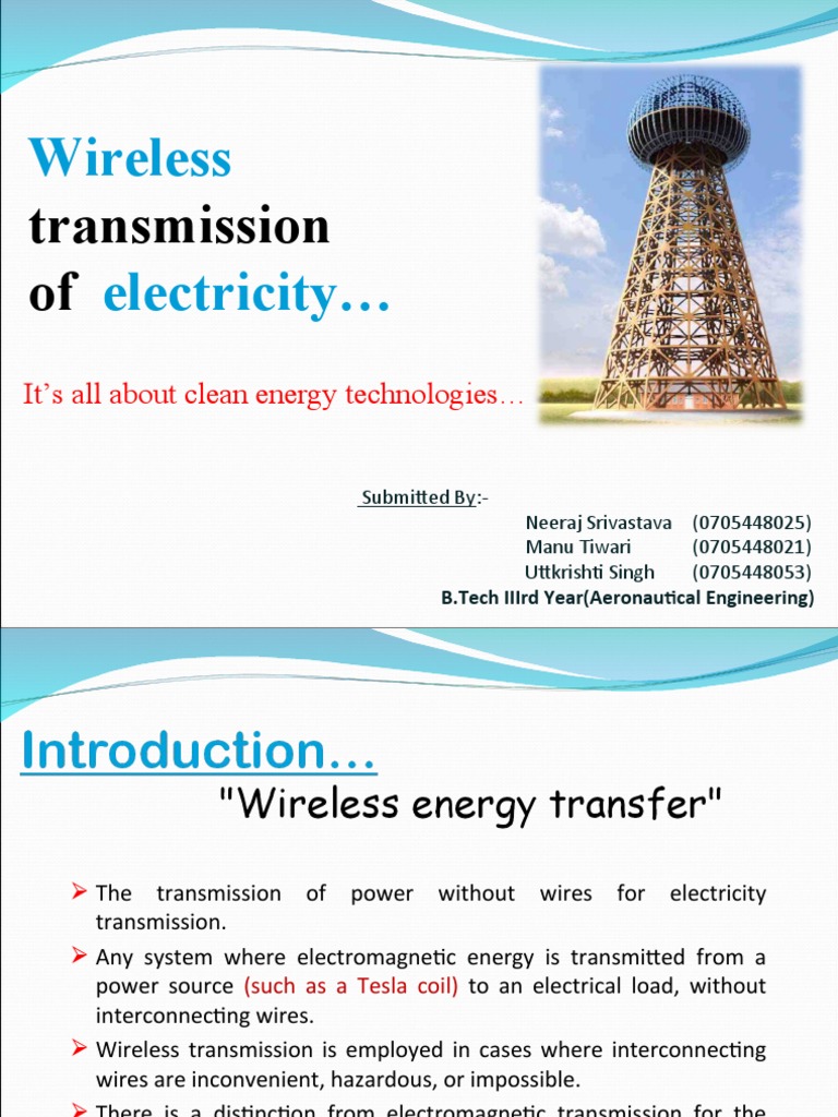 Wireless Transmission of Electricity | PDF | Wireless | Electric Power ...