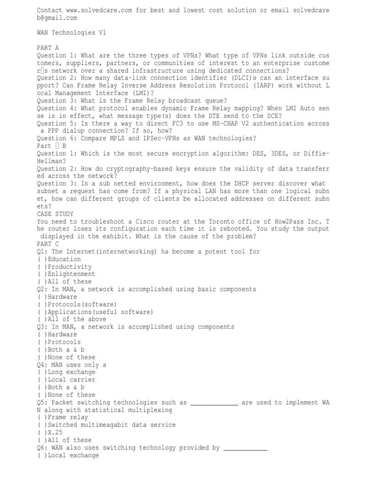 Wan Technologies V1 | PDF | Local Area Network | Computer Network