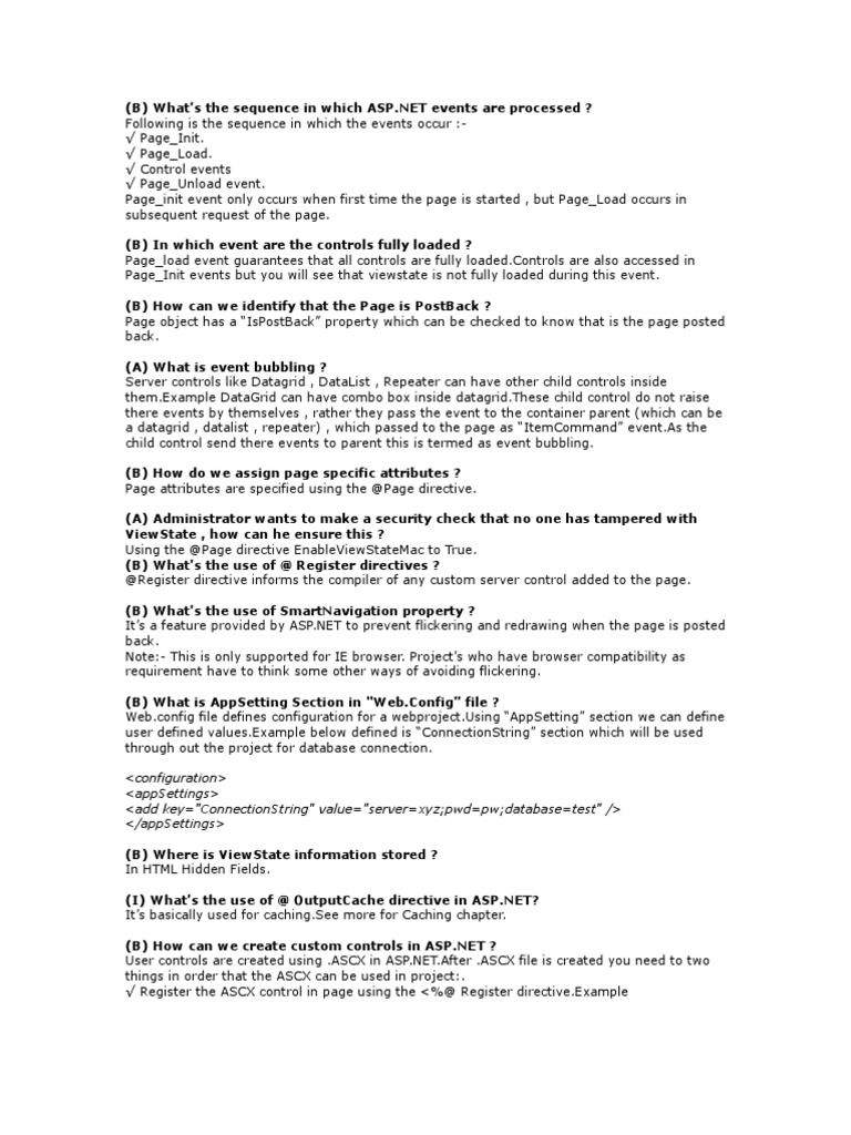 General ASP NET Questions - 16 | Download Free PDF | Http Cookie | Active Server Pages