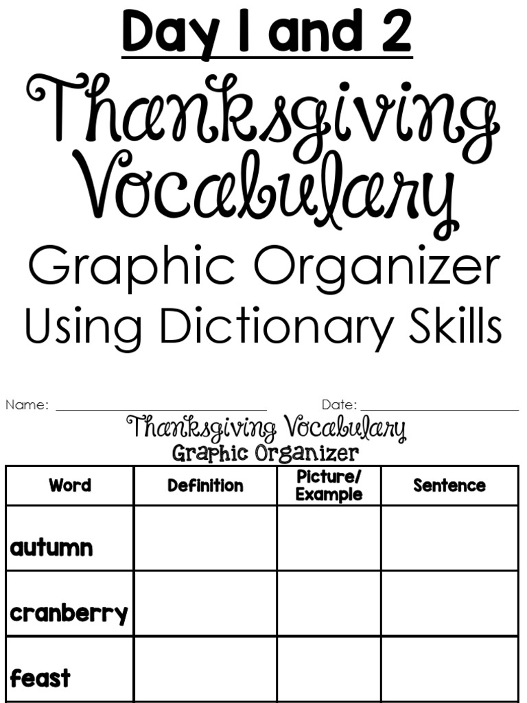 Thanksgiving Vocabulary Words | PDF | Language Arts & Discipline ...